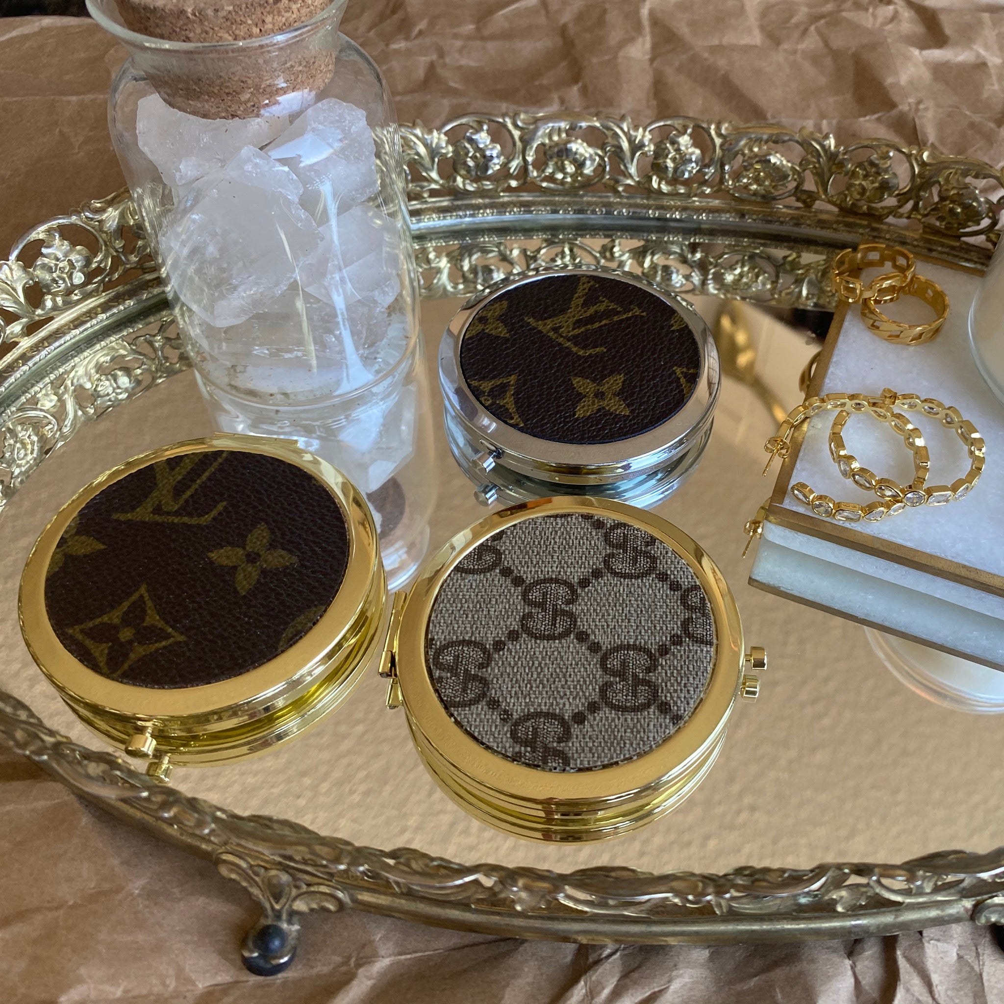 Upcycled LV + GG Compact Mirrors – KISMET SHOWROOM