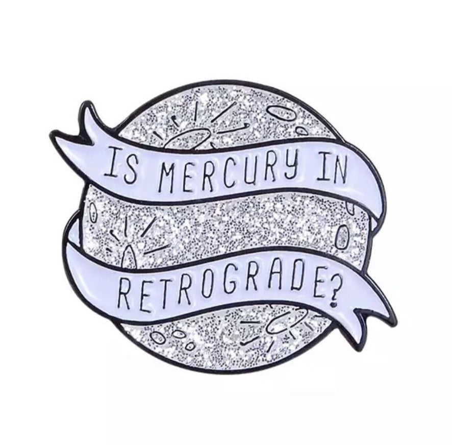 Mercury in Retrograde Glitter Enamel Pin – KISMET SHOWROOM